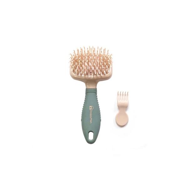 抜け毛をごっそりかき取るナイロン製S字ピンのクッションスリッカーブラシ