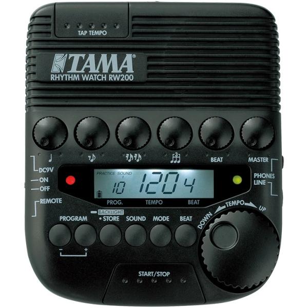RW200はドラムの練習時はもちろんライブ演奏のサポート含め使いやすさも追求した“ドラマーのための”メトロノームです。頻繁に使うテンポダイヤルや、スタートスイッチといったコントロール類を大きくし、操作性を重視しています。