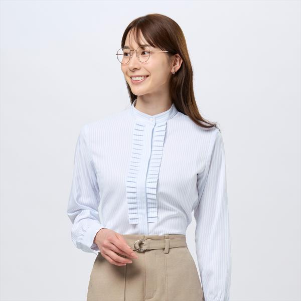 【発売日：2024年09月19日】■　COFREX(R) コフレックス　■さらっとしたしなやかな着心地で身体を優しく包むのが魅力的なコフレックス生地を、きっちり感あるドレスシャツのシルエットで仕上げ、快適なビジネススタイルに。前立にフリルを...