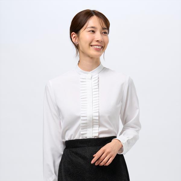 【発売日：2024年09月19日】■　COFREX(R) コフレックス　■さらっとしたしなやかな着心地で身体を優しく包むのが魅力的なコフレックス生地を、きっちり感あるドレスシャツのシルエットで仕上げ、快適なビジネススタイルに。前立にフリルを...