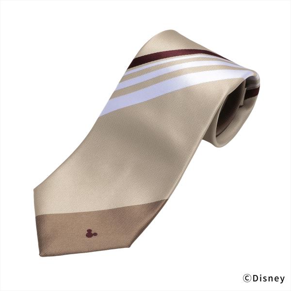 【発売日：2025年06月12日】◇　ディズニーデザインネクタイ　◇ミッキーマウスをデザインに取り込んだお洒落なネクタイ。ビジネスシーンを華やかにします。【パネルデザイン】ピッチの広い個性的なストライプとミッキーアイコンのワンポイントがマッ...