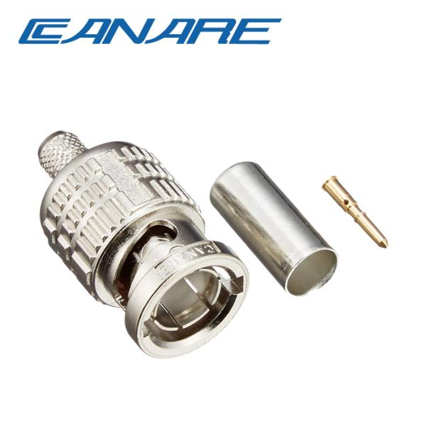 圧着式　75Ω　BNCコネクターVSWRは2GHzまで1.1以下、3GHzまで1.2以下です。適合ケーブル：カナレ製　L-3C2V, L-3C2VS, 3C-2V,V*-3C、中心コンタクトは、経年変化の少ない金めっき仕上げです。中心コンタ...