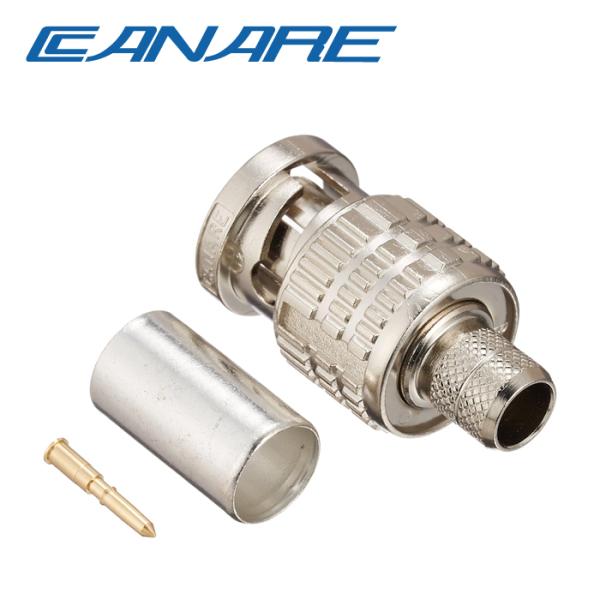 圧着式　75Ω　BNCコネクターVSWRは2GHzまで1.1以下、3GHzまで1.2以下です。適合ケーブル：L-5C2V, L-5C2VS, 5C-2V,V*-5C、中心コンタクトは、経年変化の少ない金めっき仕上げです。中心コンタクトのズレ...