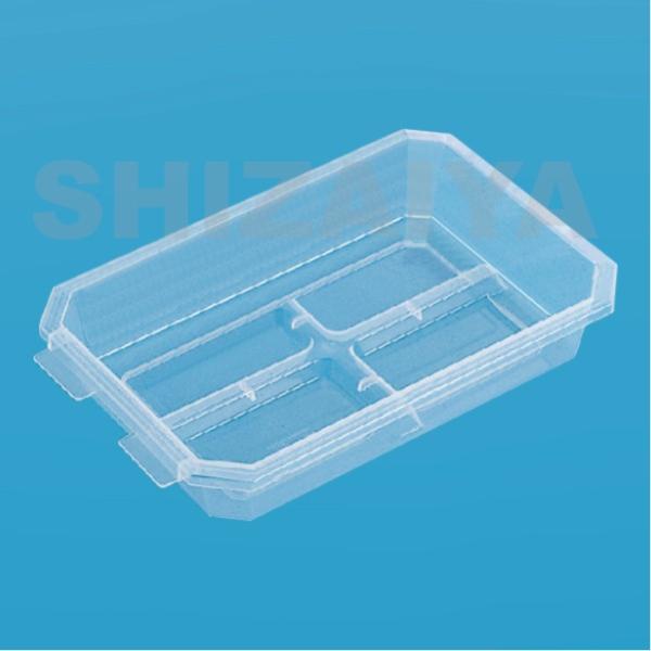 ●サイズ・容量・材質/外寸：269×174×64mm　内寸：230×150×42mm　有効内寸：216×136×42mm　内容量：1.3L　材質：PP●オプション：フタ(700109)　●使用例：トップシールタイプ梅干用容器（単体では密閉性...