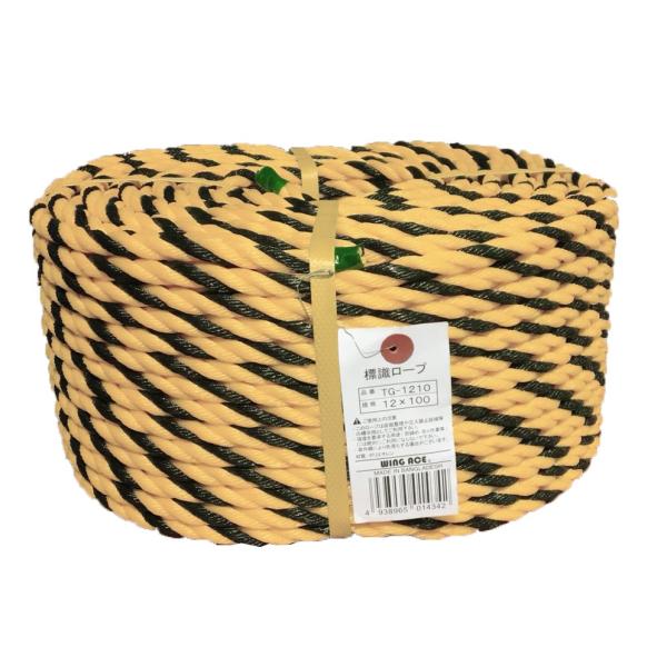 特徴：標識やバリケードなどに最適用途：土木建築現場、建設現場、イベント会場、駐車場の区分などにサイズ：12×100m（実寸太さ約10ｍｍ）材質：ポリエチレン入数：1巻
