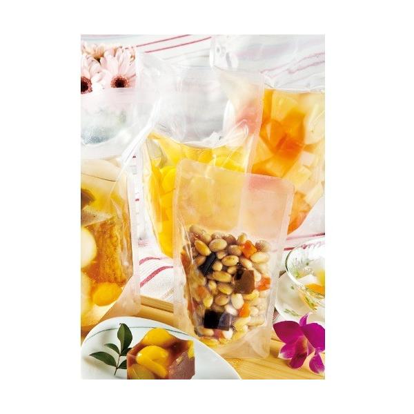 加熱殺菌（120℃×30分）可能。透明性・耐油性に優れ、バリアー性の高い透明PET蒸着を使用したスタンディング包装です。■レトルト（120℃×30分）にも耐える構成としておりますので、保存性を高めたい食品に効果的です。■透明PET蒸着使用に...