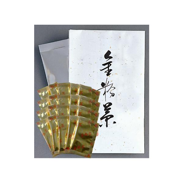 名称       ：緑茶（粉茶）原材料名 ：茶（国産）・金箔内容量    ：0.5g×20包賞味期限 ：約1年保存方法 ：高温・多湿を避け移り香にご注意ください。＊＊＊金粉茶の飲み方＊＊＊金粉茶の小袋をお湯のみにそのままあけ、少しさましたお...