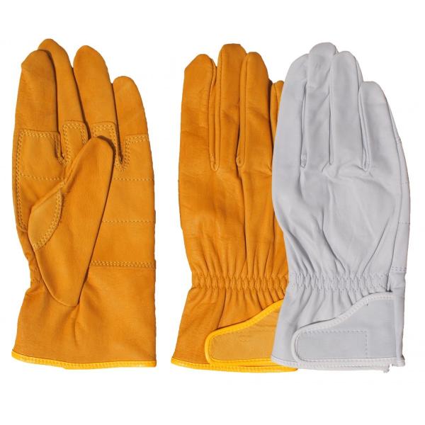 立体裁断GUN-CUTの採用により指の平側から縫目をカットしましたので、自然な感覚で作業に集中できます。また、指の付け根部分の補強革により、耐久性をアップしています。サイズ：M・L・LLカラー：イエロー/アイボリー素材：牛革・厚手（厚さ0....