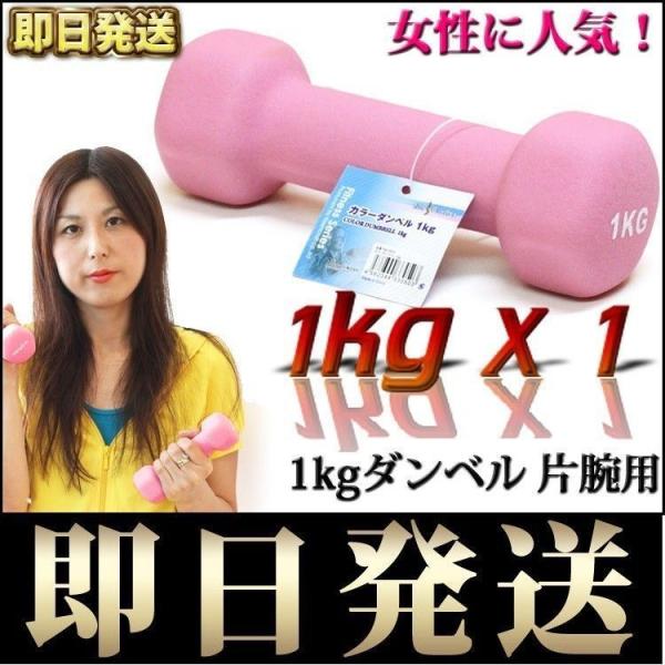 ダンベル　1kg　1個単品　表面は、ネオプレーンゴムコーティング仕上げでソフトな感触が人気のダンベルです。カラー：ピンク主に女性用のダンベルになりますが、各種スポーツの体力アップ、筋力アップ、健康づくりとさまざまなエクササイズに、 ご利用で...