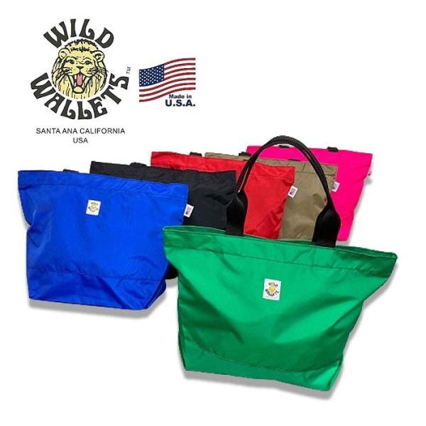 WILD WALLETSブランドのシンプルなトートバッグです。中にもポケットなどがあります。希少なmade in USAで丈夫なトートです。本体/（約）横33×縦42cm開閉：ファスナー内側：ファスナーポケット×1素材・成分：420D パッ...