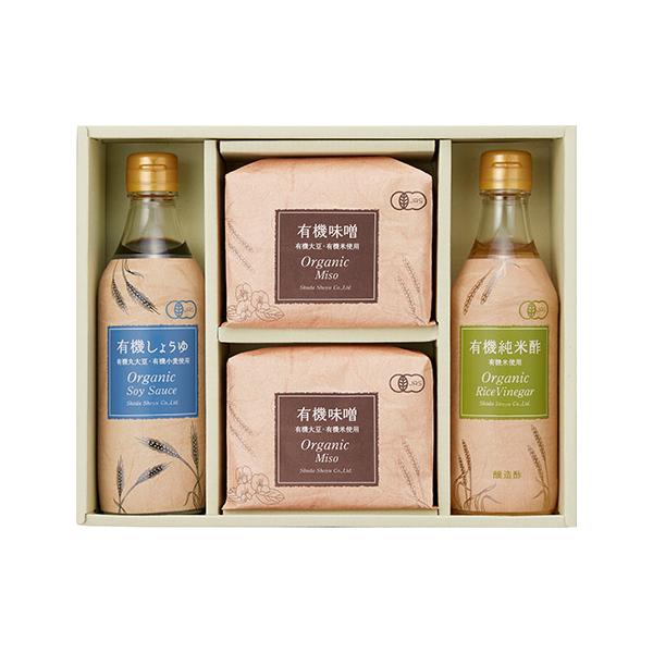 厳選された有機原料を使用し、厳格な製造管理の下でつくられた正田醤油の有機ギフト商品です。有機しょうゆ・有機味噌・有機純米酢の三品詰め合わせは人気のギフト商品です。