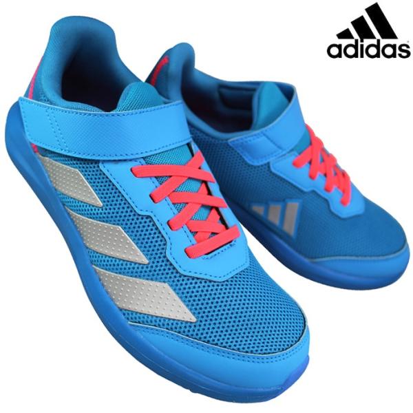 【アディダス adidas】キッズ、ジュニア向けカジュアルシューズ通気性の良いメッシュアッパー素材に3ストライプスのブランディング。特徴的なデザインのEVAのミッドソールにラバーアウトソールを搭載。（コートに跡がつきにくいノンマーキング・ソ...