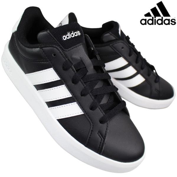 【アディダス adidas】キッズ、ジュニア、レディース向けコートタイプスニーカー。滑らかなシンセティックレザーアッパーに、スリーストライプスとヒールタブを配し、ブランドらしいクラシックな雰囲気を演出。カジュアルからデイリーユースまで幅広く...