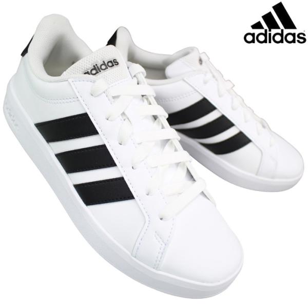 【アディダス adidas】キッズ、ジュニア、レディース向けコートタイプスニーカー。滑らかなシンセティックレザーアッパーに、スリーストライプスとヒールタブを配し、ブランドらしいクラシックな雰囲気を演出。カジュアルからデイリーユースまで幅広く...