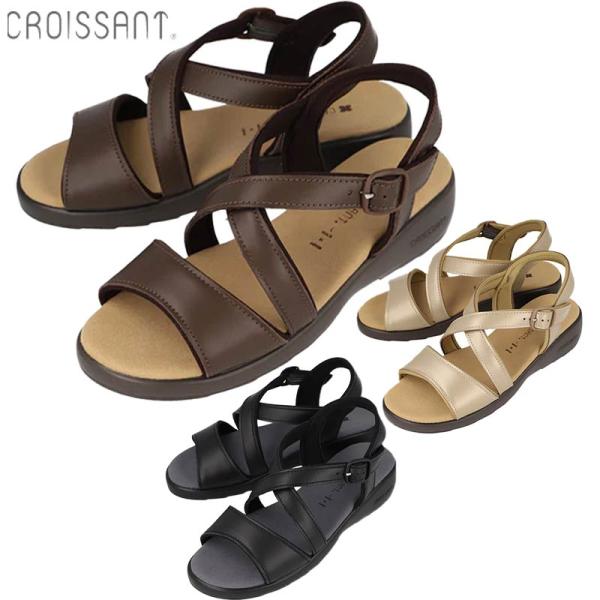 S M L LL 208(ダークブラウン) 9(ブラック) 901(ゴールド) サンダル レディース 靴 シューズ コンフォート 女性用 ウィメンズ LADY WOMEN 最安値に挑戦！ CROISSANT