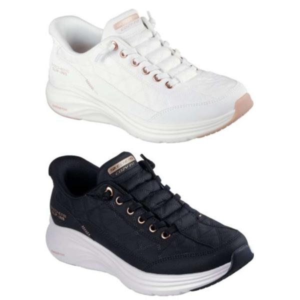 PUFFER FITふわふわの贅沢さと快適な履き心地を兼ね備えた、Skechers Hands Free Slip-ins：Contour Foam（コンツアーフォーム） - Cozy Fit ゴールデン アワー。Heel Pillowデザ...