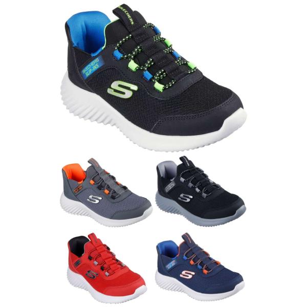 快適な一日のスタートをサポートする、SKECHERS HANDS FREE SLIP-INS(スケッチャーズ　ハンズフリー　スリップインズ):バウンダー-ブリスクバースト。独自のHEEL PILLOW(ヒールピロー)デザインを採用した、TO...