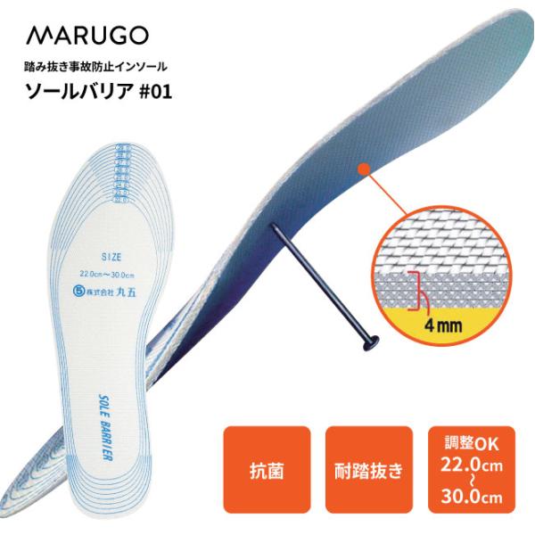 製品の特長 抗菌・防臭機能が付いた繊維タイプの耐踏み抜きインソール。従来の鉄板タイプでは得られなかった繊維タイプならではの屈曲性が感じられます。ハサミで切ることでサイズ調整が可能です。(22.0〜30.0対応)ブランド ソールバリア#01商...
