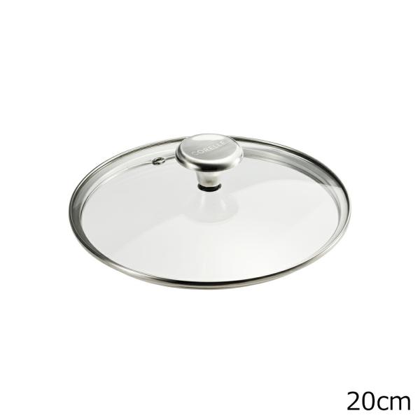 ◆サイズ　20cm：約外径21.5×高さ6.5cm◆重量20cm：約426g◆材質 ：ガラス、ステンレス■特徴コレールフライパン専用のガラス蓋です。フライパンに合わせた、シンプルでオシャレなデザインが特徴。全面が透明なガラス蓋なので、火の通...
