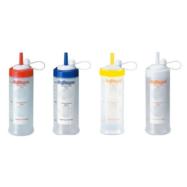 ◆サイズ：φ6.2×高さ19.6cm◆容量：360ml◆材質本体・フタ：ポリエチレンキャップ・中筒：ポリプロピレン◆カラー全6種類、酒、みりん、醤油は新発売のデザイン。中の調味料が一目で分かるので便利です。