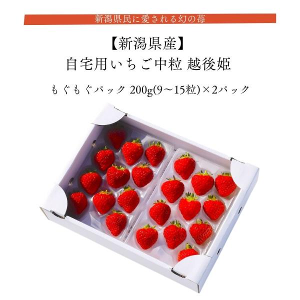 新潟県外での流通率5％新潟県民に愛される幻の完熟いちご越後姫の「ふわっ」とした食感の柔らかさ。苺を守る特殊梱包により、本来の味の完熟いちごを味わっていただけます。妊婦の方にもおススメの越後姫。苺の中でもトップクラスの天然葉酸含有量（91μg...