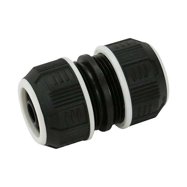 一般散水用品。コネクターとコネクターを繋ぐことができます。ラバー付き滑り止め仕様です。●使用圧力：0.1〜0.6MPa(1〜6kgf/cm2)。●耐熱温度：40度。●ABS・TPR。