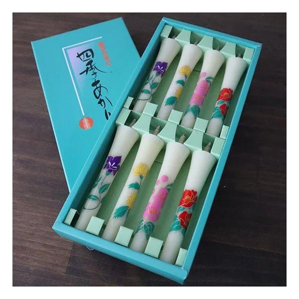 商品名：四季あかり2号（9cm）８本入り　和ろうそく 高澤ろうそく　七尾和ろうそく 花絵入り 和蝋燭 お盆 お供え ろうそく ギフト 仏壇 贈答用 ご進物用 ロウソク 贈り物雪国では生花が手に入りにくかった冬場に、ろうそくに花絵を描いてお供...