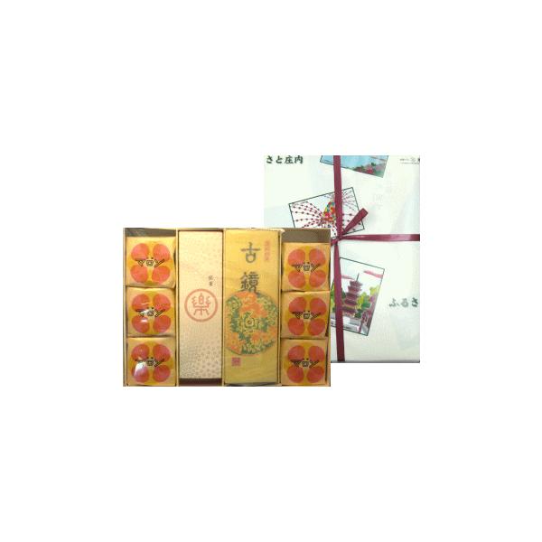 木村屋　ふるさと庄内・B【古鏡６個・楽４個・マロン６個】山形県鶴岡市の菓子処「木村屋」の各商品を贈答用にも便利なセットにしました！庄内の人気銘菓が納まった一箱です。【商品内容】名称　　　：ふるさと庄内販売者　　：有限会社木村屋内容量　　：古...