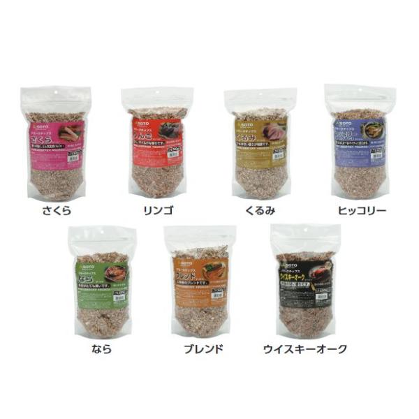 SATOスモークチップス*7種からお選びくださいサイズ：170*90*H285内容量：500ｇ（くるみは400ｇ）一握りのチップで約15分燻製が出ますサクラ: 日本では最もポピュラーで香りの強い燻煙材で、羊・豚肉などのクセのある素材に向いて...