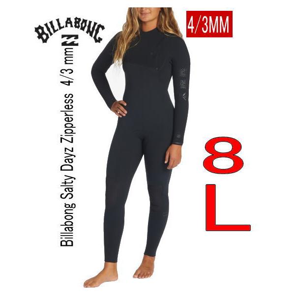 Billabong　ビラボン　レディス　SALTY DAYZ NATURAL ZIPPLESS フルスーツ4/3mm チェストジップ　フルスーツサイズＬ（8）新品未使用品 NATURAL：プレミアムなストレッチ性とパフォーマンスUPCYCL...