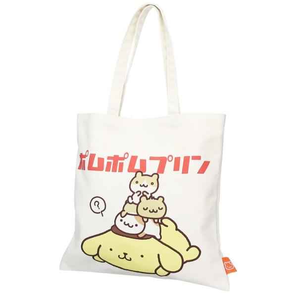 レトロなデザインがかわいいポムポムプリンのトートバッグ！開閉部分の面ファスナーや内ポケットも付いて便利◎A4サイズも入り、持ち手が長いため肩からも掛けられて使いやすい♪■サイズ：約380×360mm（持ち手：約525mm）■素材：綿（帆布）...