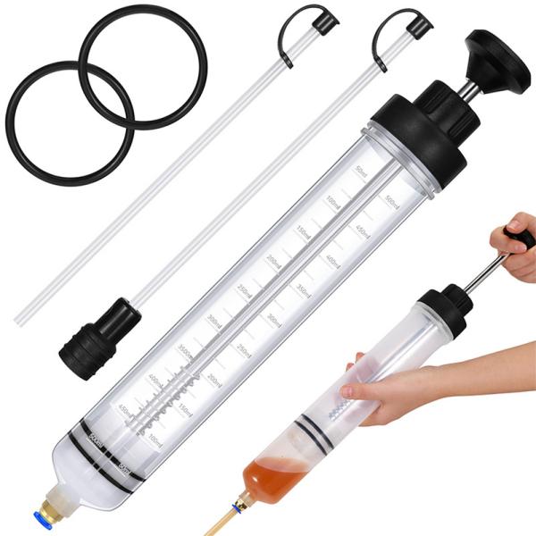 自動車用 フルード抽出器 &amp; 注入器セット 手動ポンプ 500ml大容量 オイル シリンジ スポイト メンテナンス 工具エンジンオイルからブレーキフルードまで。耐油性に優れた高耐久素材を採用し、酸性の不凍液から粘度の高いギアオイルま...