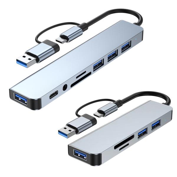 USB-C ハブ Type-C変換アダプタ不要 SD/MicroSD 高速転送 USB-A 3.0ポート搭載 スマホ対応Type-CもUSB-Aも、これ一つで接続可能。デュアル接続対応: PCの種類を選ばず、すぐに使える。タブレット操作を快...