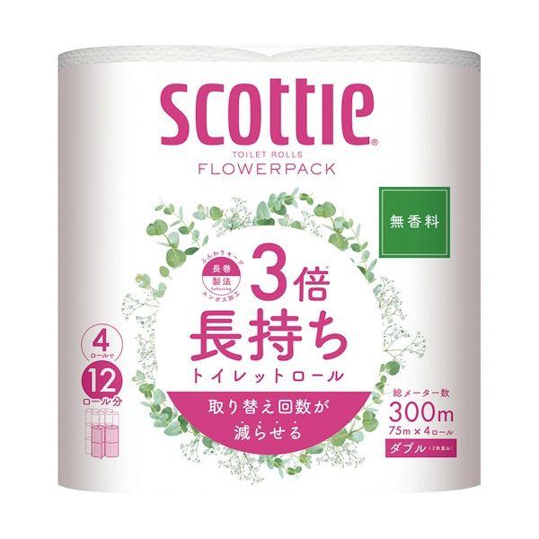 商品名：(まとめ) 日本製紙クレシア スコッティ フラワーパック 3倍長持ち ダブル 芯あり 75m 1パック(4ロール) (×5セット) (ジャンル・特徴) 1ロールの長さが3倍 ( 22736 )