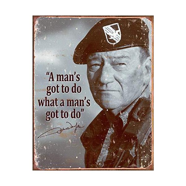 ブリキ看板 Desperate Enterprises John Wayne-Man's Gotta Do Tin Sign インテリア 壁飾り 31.5×40.5cm MADE in USA壁飾り,インテリア,タペストリー,壁掛けオブジェ...
