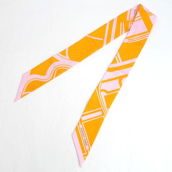 ・メーカー　　：HERMES / エルメス・サイズ　　　：全長 (約cm):86，幅 (約cm):5，・色(柄)の系統：オレンジ ピンク・デザイン　　：(レディース)スカーフ・素材　　　　：絹 シルク 100％・付属品　　　：なし-----...