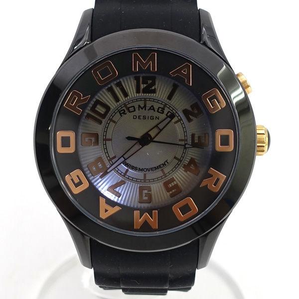 ・メーカー　　：ROMAGO・製品型番　　：RM015-0162-4・製造番号　　：HK1109705・サイズ　　　：ベルト内周　（約ｃｍ）:19.0，フェイス横　（約ｃｍ）:4.5，フェイス縦　（約ｃｍ）:5.5，・色(柄)の系統：ゴール...