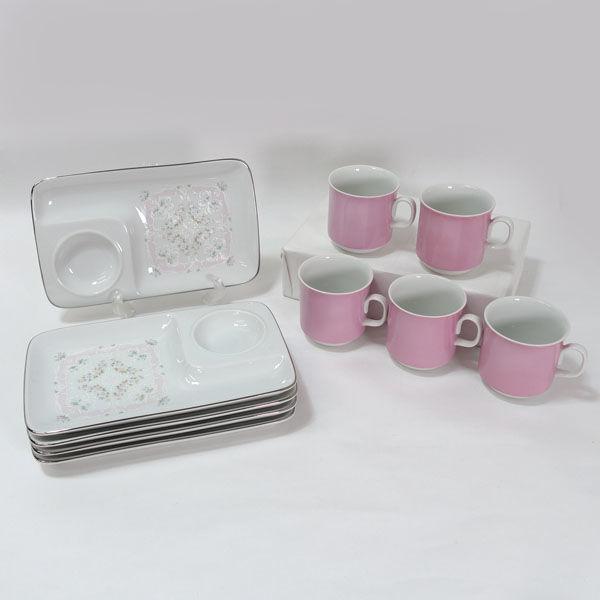 ・メーカー　　：AQUARIUS SANGO・サイズ　　　：(カップ)口径 (約cm):7.5，(カップ)高さ (約cm):8.0，(プレート)横幅 (約cm):23.5，(プレート)縦幅 (約cm):14.0，・色(柄)の系統：ピンク ホ...