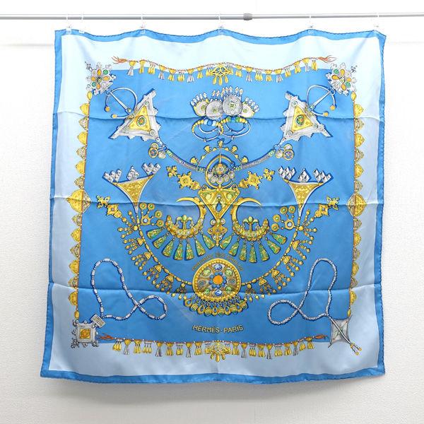 ・メーカー　　：HERMES / エルメス・サイズ　　　：約ｃｍ:87×88，・色(柄)の系統：ブルー・デザイン　　：(レディース)スカーフ・素材　　　　：絹 シルク 100％・付属品　　　：なし--------------------商品...