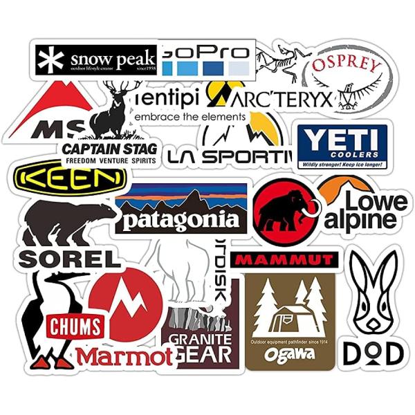 アウトドアキャンプスポーツブランド ステッカー 20個 ●商品の特徴材質：ビニール, ポリ塩化ビニルスーツケース ギター 車 バイク 自転車 ヘルメット スケートボード パソコンステッカーなどの使用に最適です！パタゴニア, DOD, sno...