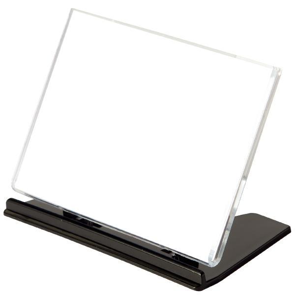 元祖角度自由、リクライニング機構のカード立　■種別／黒　■外寸（カード部分90度時）／約W100×D55×H70mm　■中紙サイズ／W100×H65mm　■素材／PS　■備考／○角度0〜90度の間で調節可○中紙1mm厚まで挿入可○無地中紙付...