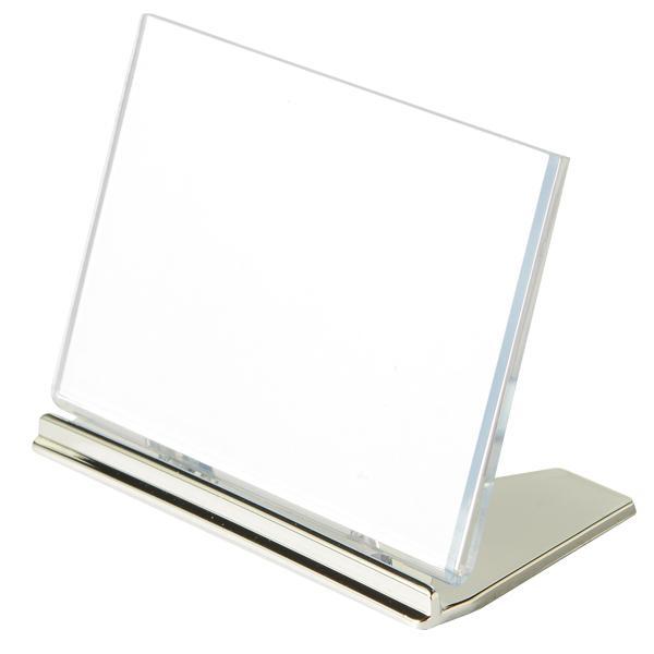 元祖角度自由、リクライニング機構のカード立　■種別／銀　■外寸（カード部分90度時）／約W100×D55×H70mm　■中紙サイズ／W100×H65mm　■素材／PS　■備考／○角度0〜90度の間で調節可○中紙1mm厚まで挿入可○無地中紙付...