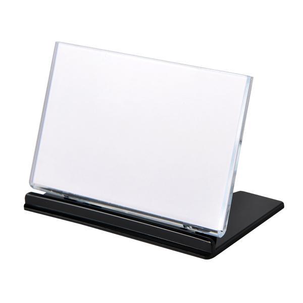 元祖角度自由、リクライニング機構のカード立　■種別／黒　■外寸（カード部分90度時）／約W80×D49×H55mm　■中紙サイズ／W80×H50mm　■素材／PS　■備考／○角度0〜90度の間で調節可○中紙1mm厚まで挿入可○無地中紙付　メ...