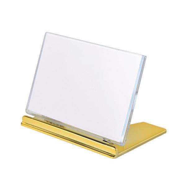 元祖角度自由、リクライニング機構のカード立　■種別／金　■外寸（カード部分90度時）／約W80×D49×H55mm　■中紙サイズ／W80×H50mm　■素材／PS　■備考／○角度0〜90度の間で調節可○中紙1mm厚まで挿入可○無地中紙付　メ...