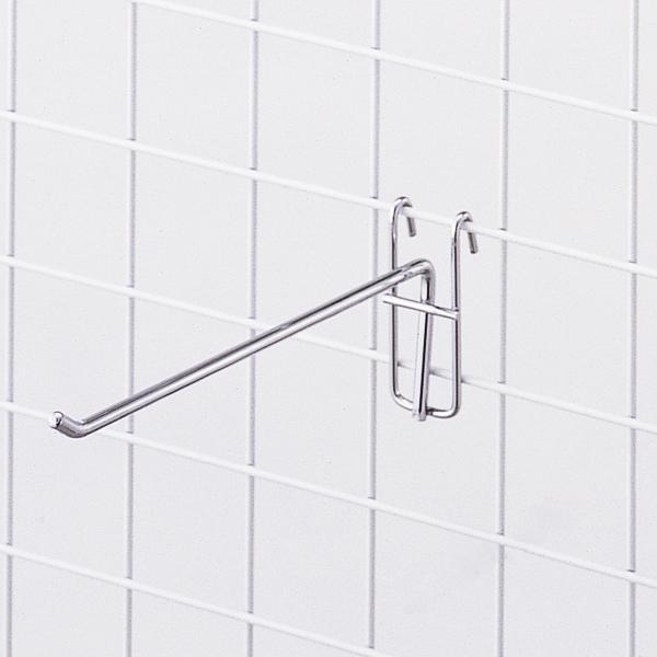 小物類のディスプレイにコンパクトで機能的なネット用吊り下げパーツです。　■種別／L200　■本体／W28mm　■フック部／φ5mm　■素材／スチール製クロームメッキ　■耐荷重／2kg　■備考／ネットピッチ50mm、線径φ3のネットに対応しま...