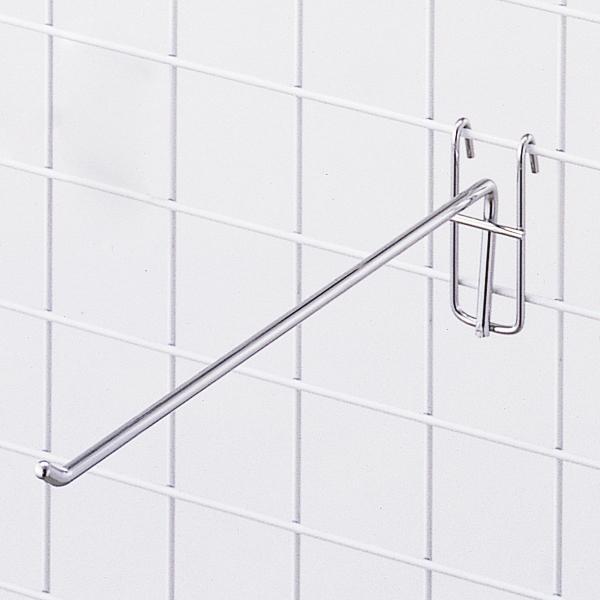 小物類のディスプレイにコンパクトで機能的なネット用吊り下げパーツです。　■種別／L300　■本体／W28mm　■フック部／φ5mm　■素材／スチール製クロームメッキ　■耐荷重／2kg　■備考／ネットピッチ50mm、線径φ3のネットに対応しま...