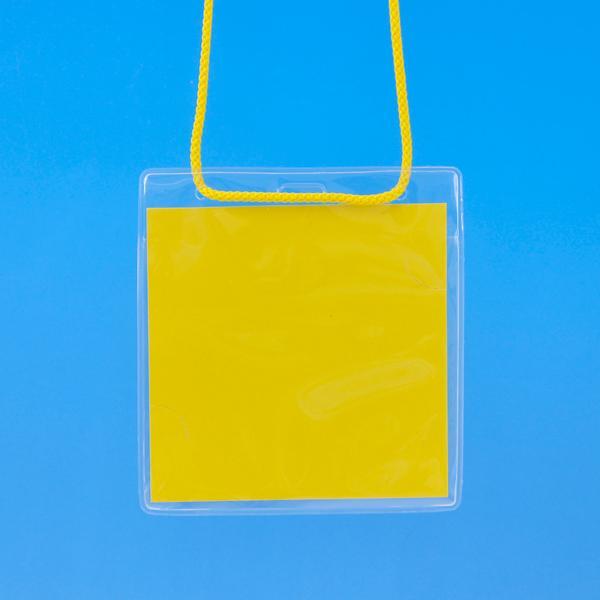 安価で使いやすくよく目立つ！イベント会場にもってこい！　パーティ・各種イベント会場で色分けして使え、とても便利。　■種別／イエロー　■外寸／W107×H115mm　■中紙サイズ／100×100mm　■ひもの長さ／約900mm　■素材／オレフ...