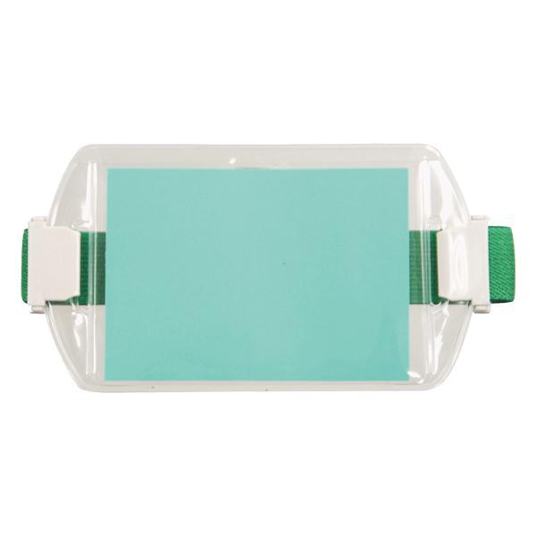 腕章にも名札としても使える、まったく新しい考え方のホルダーです。　・5色展開。色分類も可能　・安全ピン付　多くのユーザーから支持をいただいている腕章名札の決定版!!　首からぶら下げるタイプの名札では作業に支障が出る業種の方々にオススメ！　名...