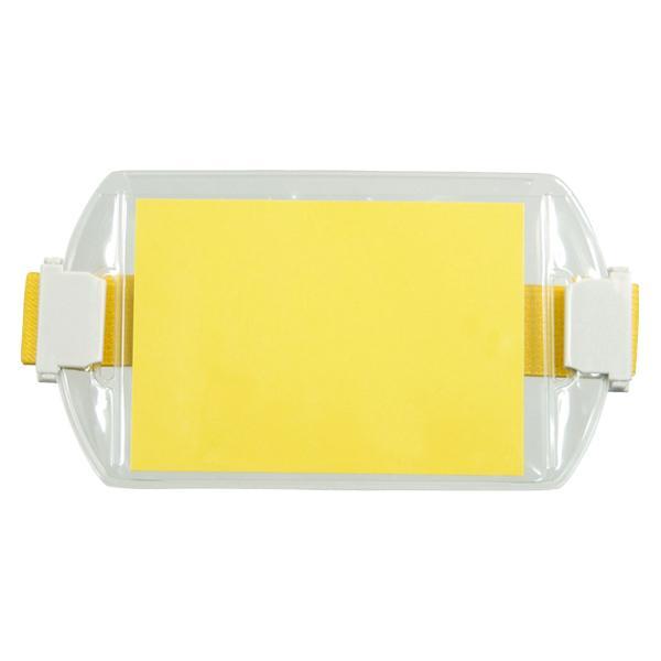 腕章にも名札としても使える、まったく新しい考え方のホルダーです。　・5色展開。色分類も可能　・安全ピン付　多くのユーザーから支持をいただいている腕章名札の決定版!!　首からぶら下げるタイプの名札では作業に支障が出る業種の方々にオススメ！　名...