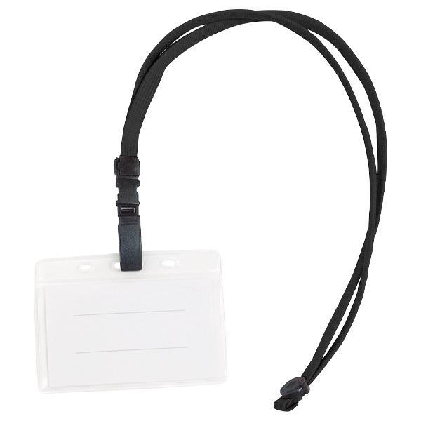 着脱が簡単なクリップ式　■種別／ブラック　■カードケース外寸／W103×H75mm　■中紙サイズ／W90×H55mm（名刺サイズ）　■ストラップ長さ／490mm（折り返した全長）　■ストラップ幅／10mm　■素材／ケース：オレフィン系樹脂、...